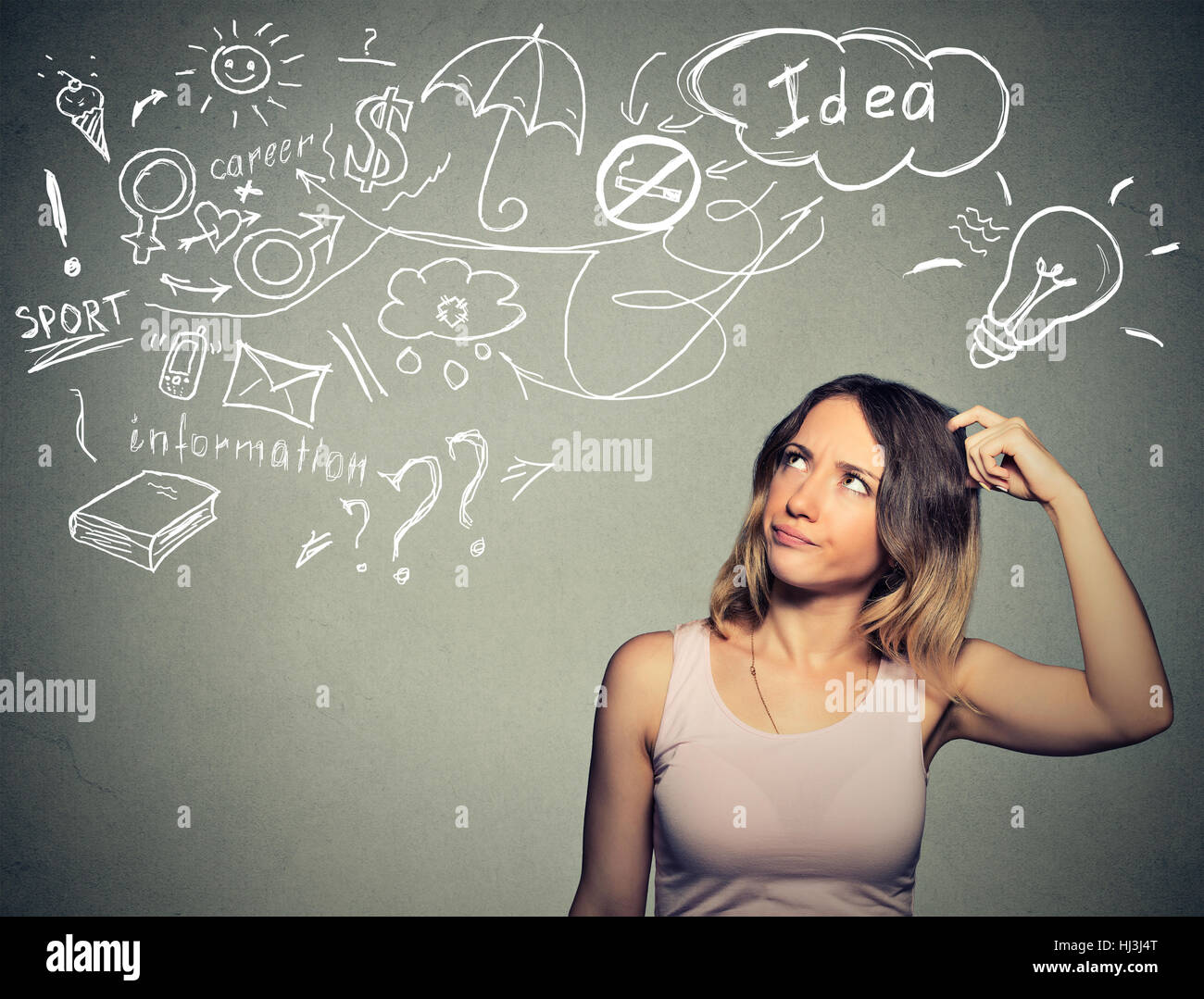 Human head with many symbol hi-res stock photography and images - Alamy