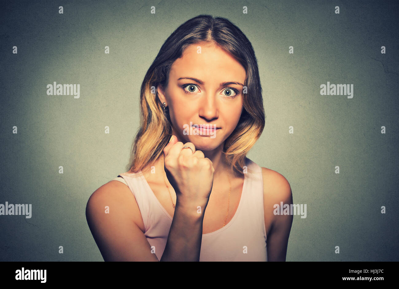 Young beautiful frustrated angry woman Stock Photo - Alamy