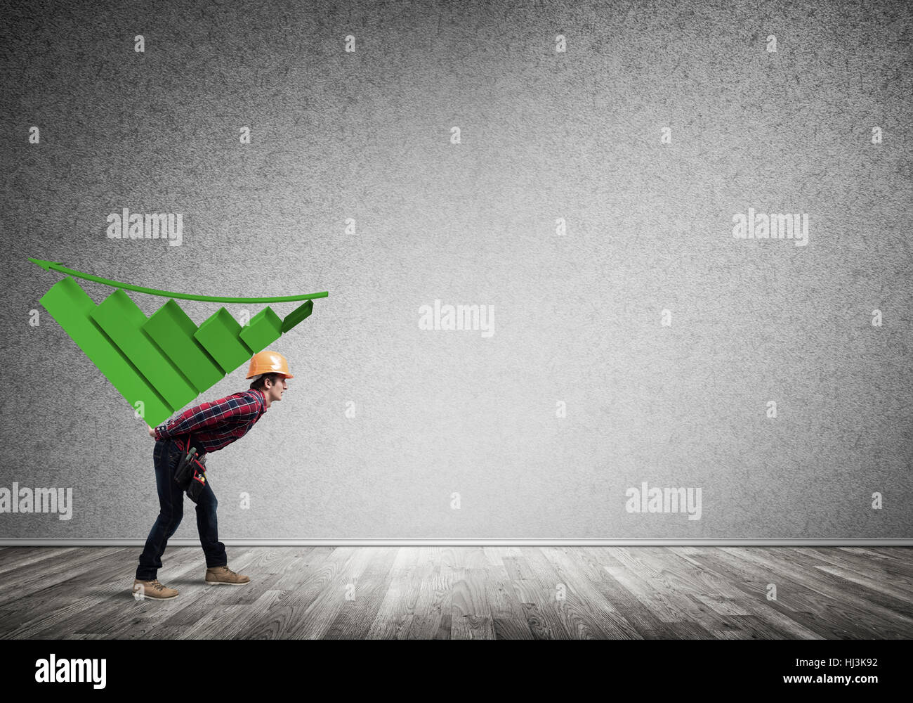 Engineer man carry progress graph Stock Photo - Alamy