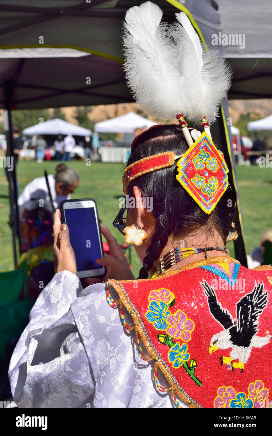 Navaho Native American Indian woman at Prescott Inter-tribal Pow Wow ...