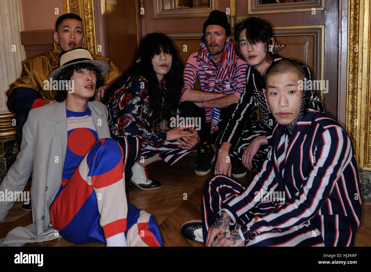 Paris, France. 21st Jan, 2017. Models and Henrik Vibskov are seen on ...