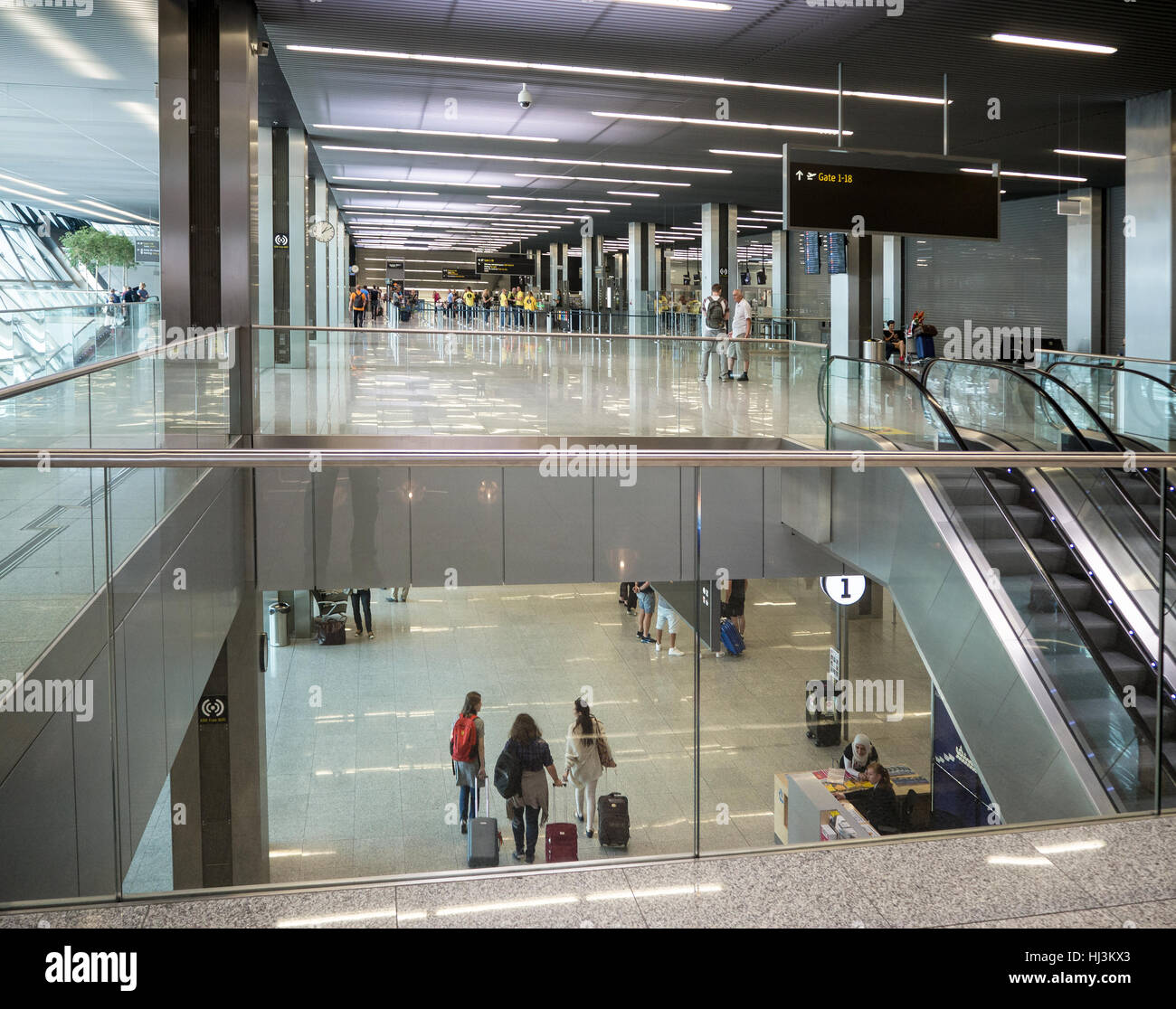 New modern two-story airport Terminal 1 in Balice, Krakow, Poland, with ...
