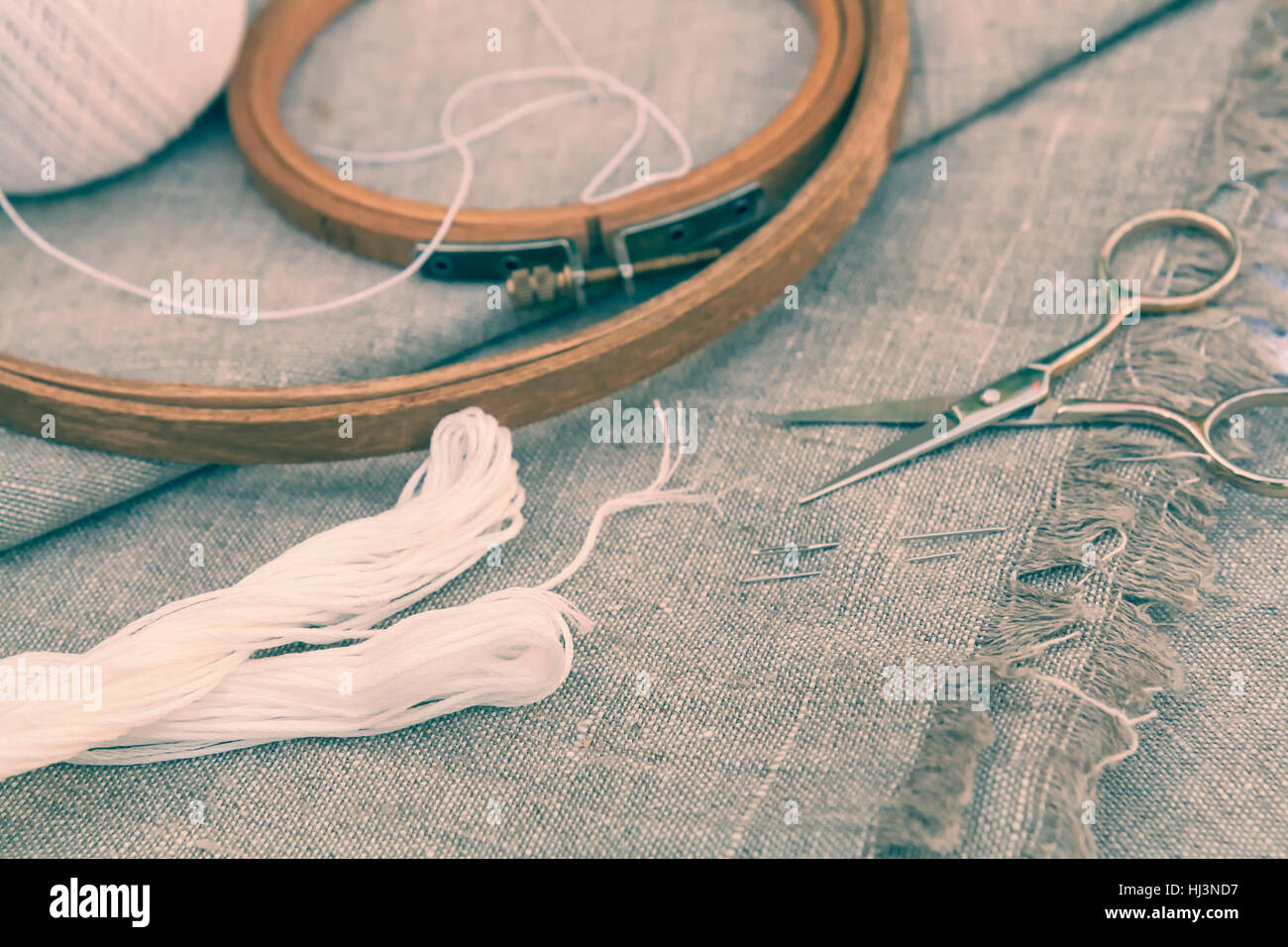 Set for embroidery, embroidery hoop and embroidery thread. Coloring and ...