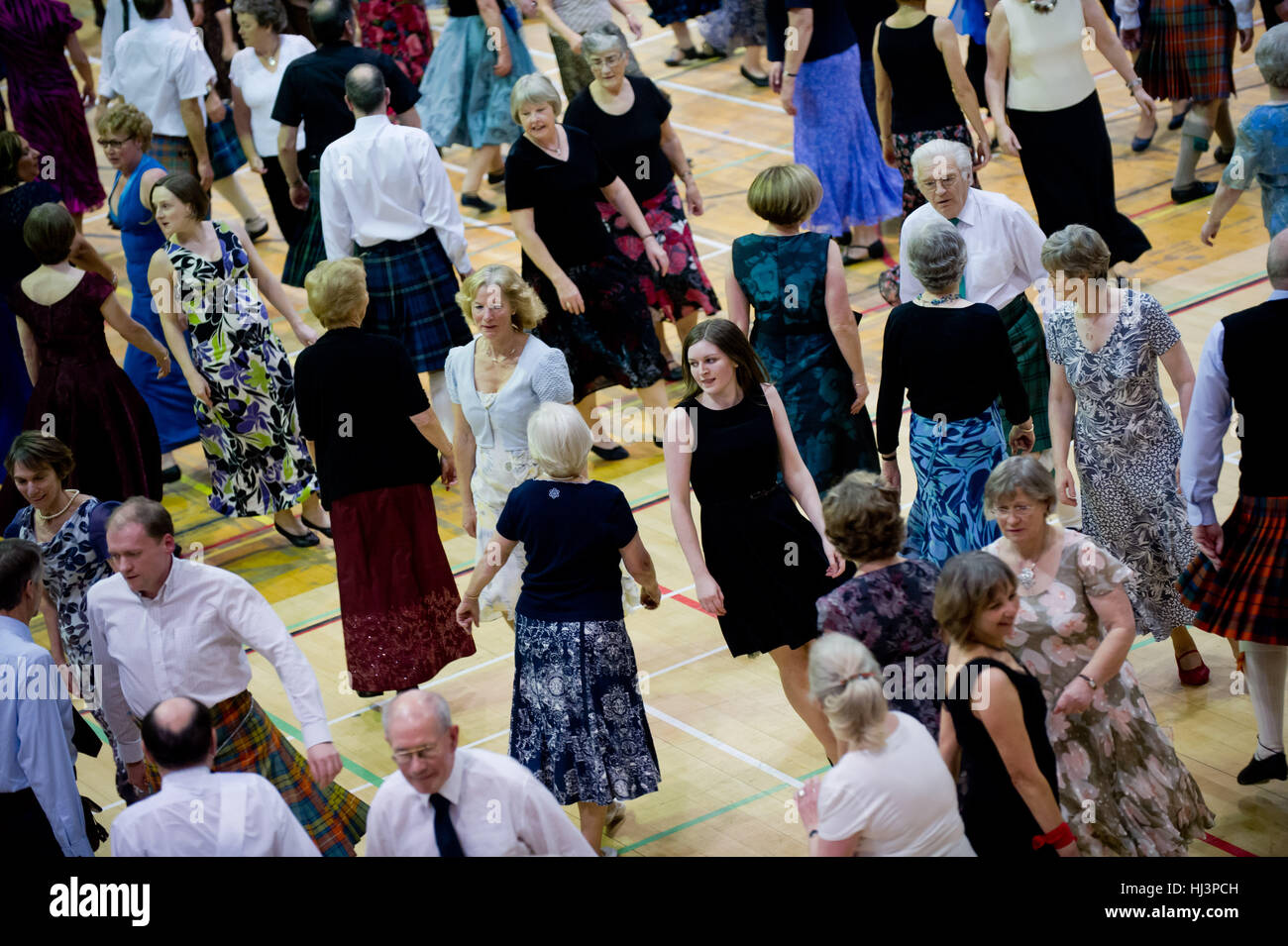 Large group of people partaking in Scottish Country Dancing Stock Photo ...