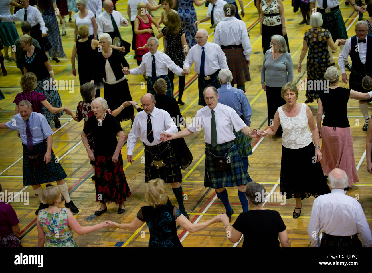 Large group of people partaking in Scottish Country Dancing Stock Photo ...