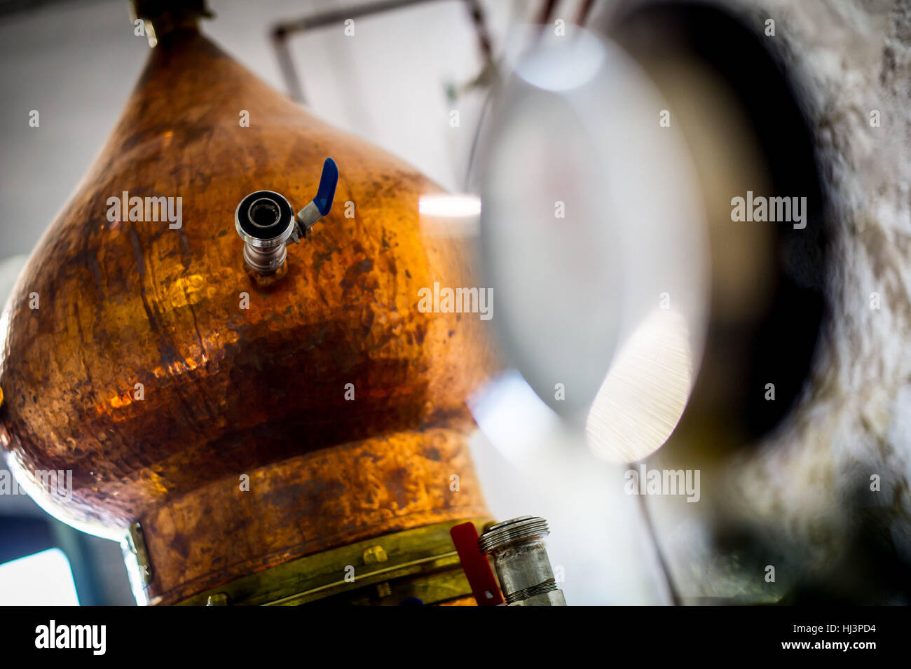 Various stages of gin distillation in Scotland Stock Photo - Alamy