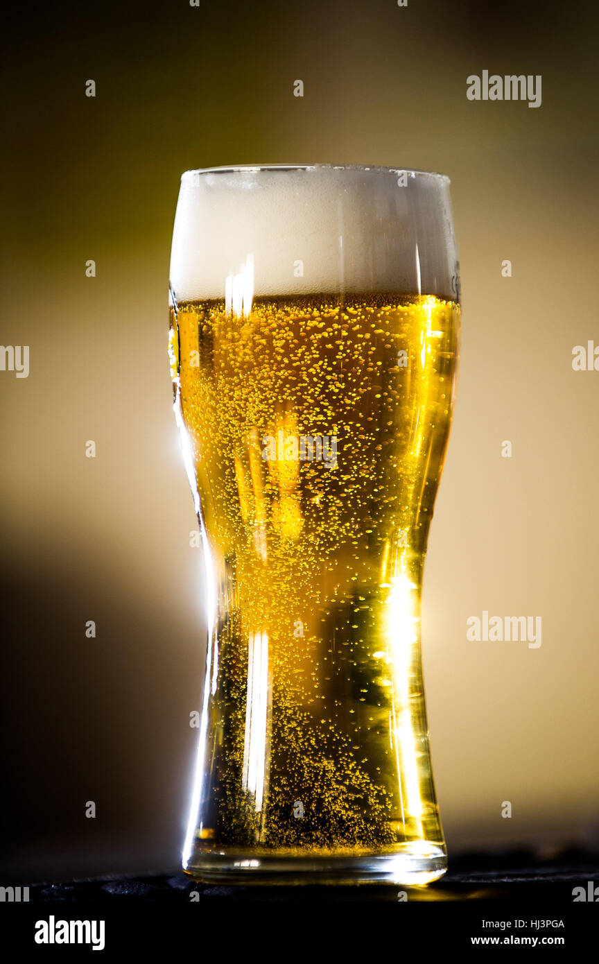 Beer brewing production at various stages from grain to bottle Stock ...