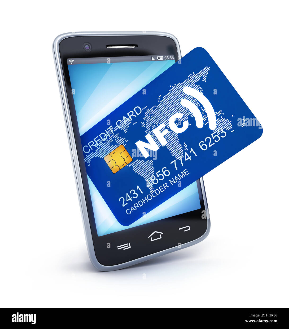 Phone and card NFC on white background. 3d illustration Stock Photo - Alamy