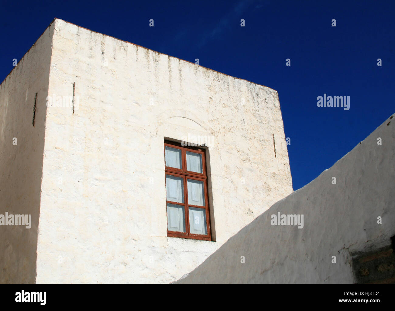 A traditional style Greek building on the Greek island of Patmos Stock ...