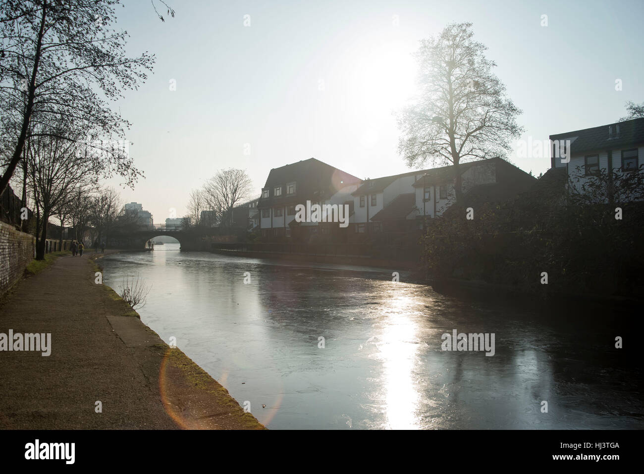 London, UK. 22nd Jan, 2017. A layer of ice covers the surface of Regent ...