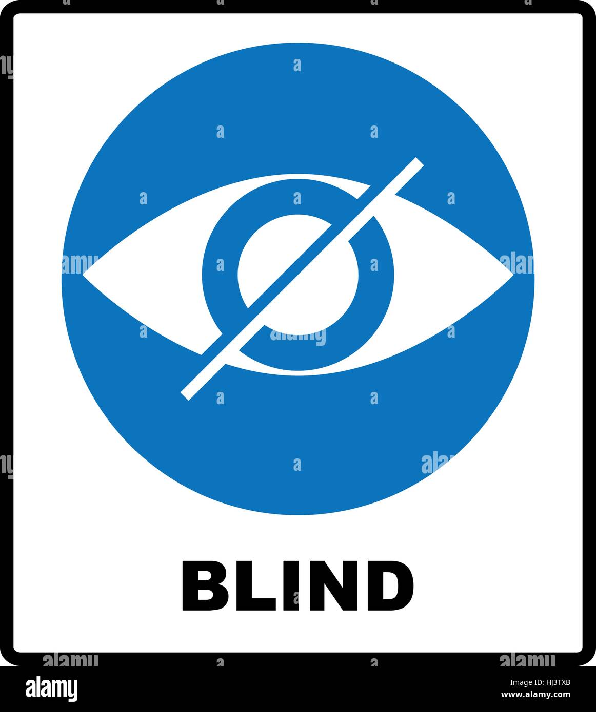 Blind sign in blue circle, notice label. Crossed eye icon. Simple flat ...
