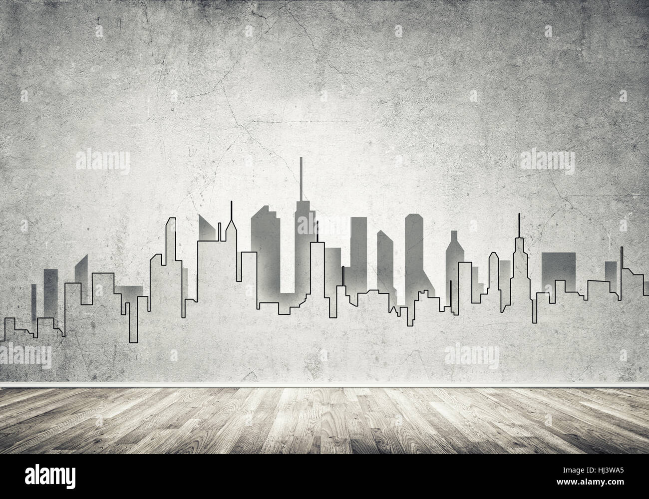 City design on wall Stock Photo - Alamy