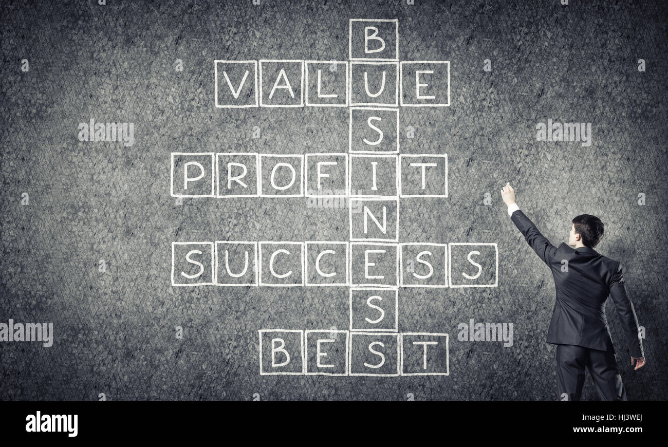 Seminar trainer draw on chalkboard Stock Photo - Alamy