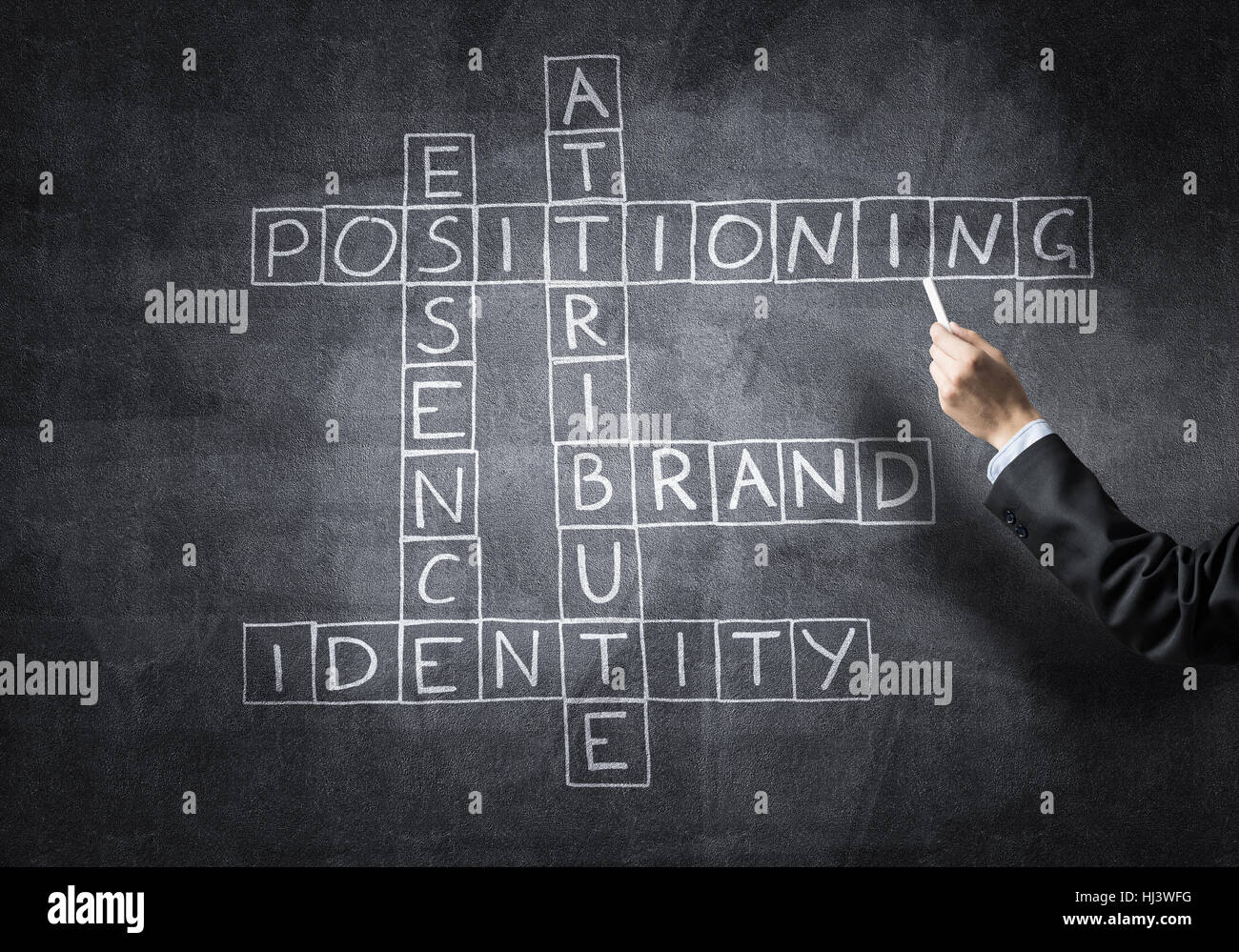 Seminar trainer draw on chalkboard Stock Photo - Alamy