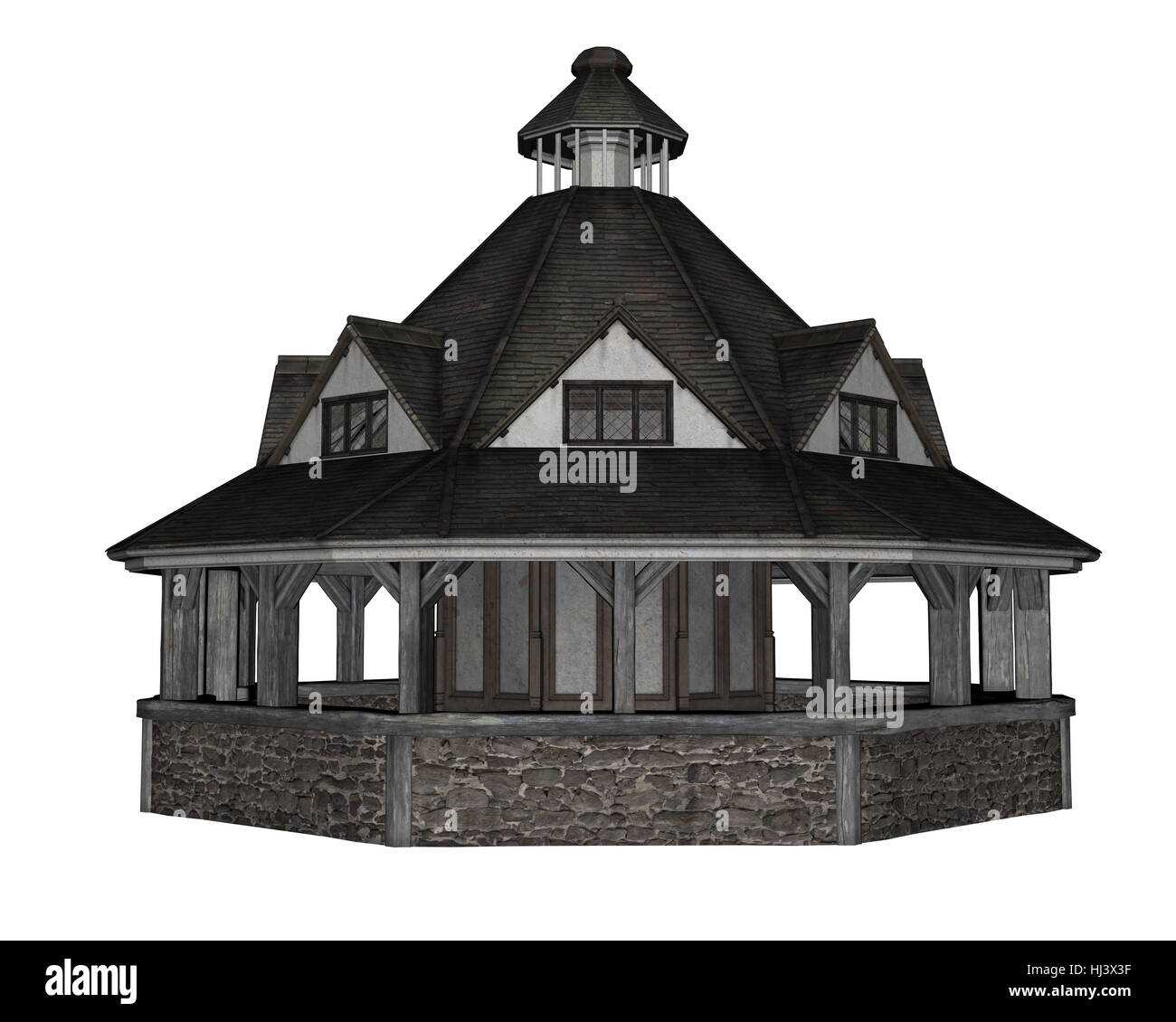 Pavilion isolated in white background - 3D render Stock Photo - Alamy