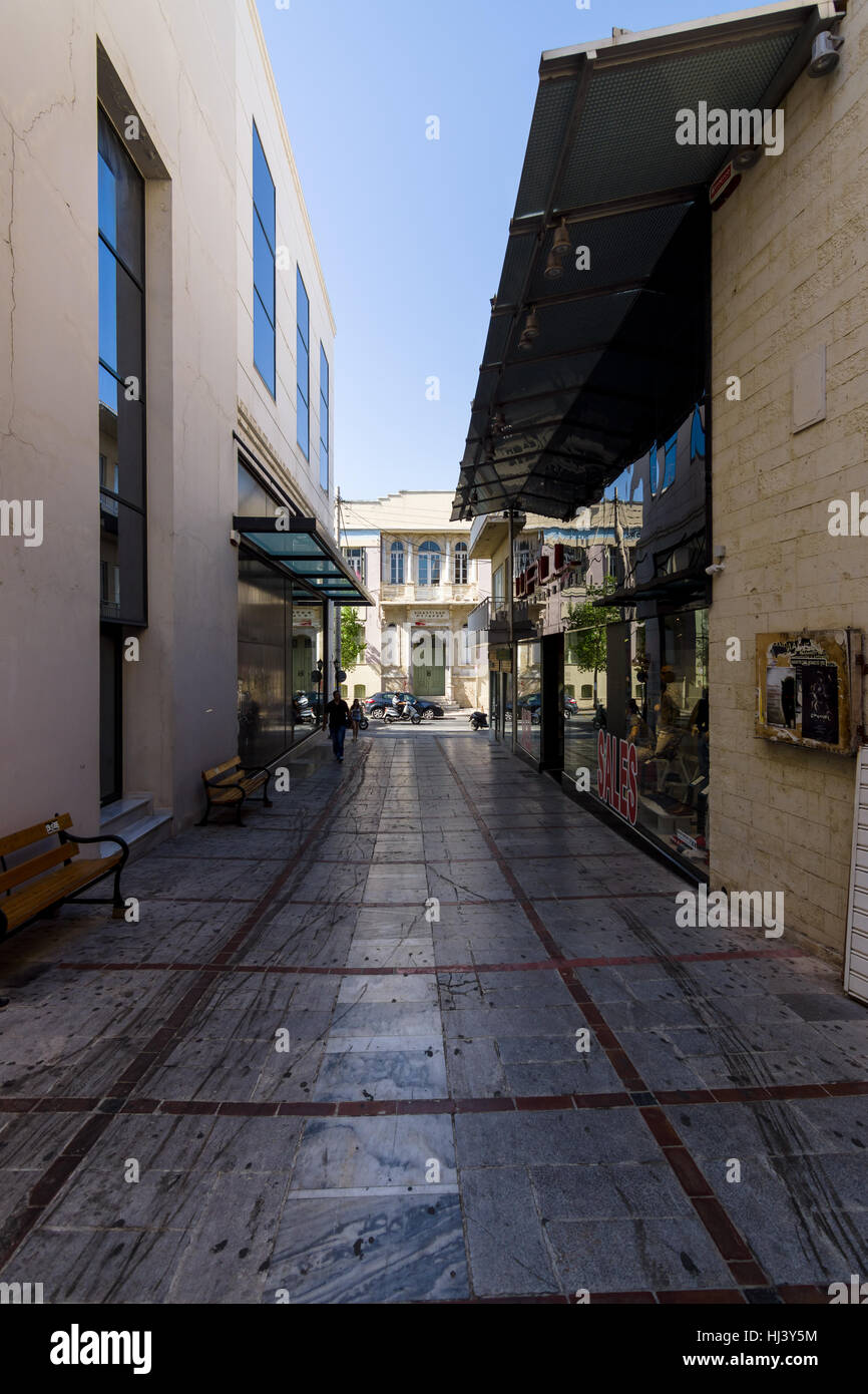 Crete. The narrow shopping streets in the old part of the city ...