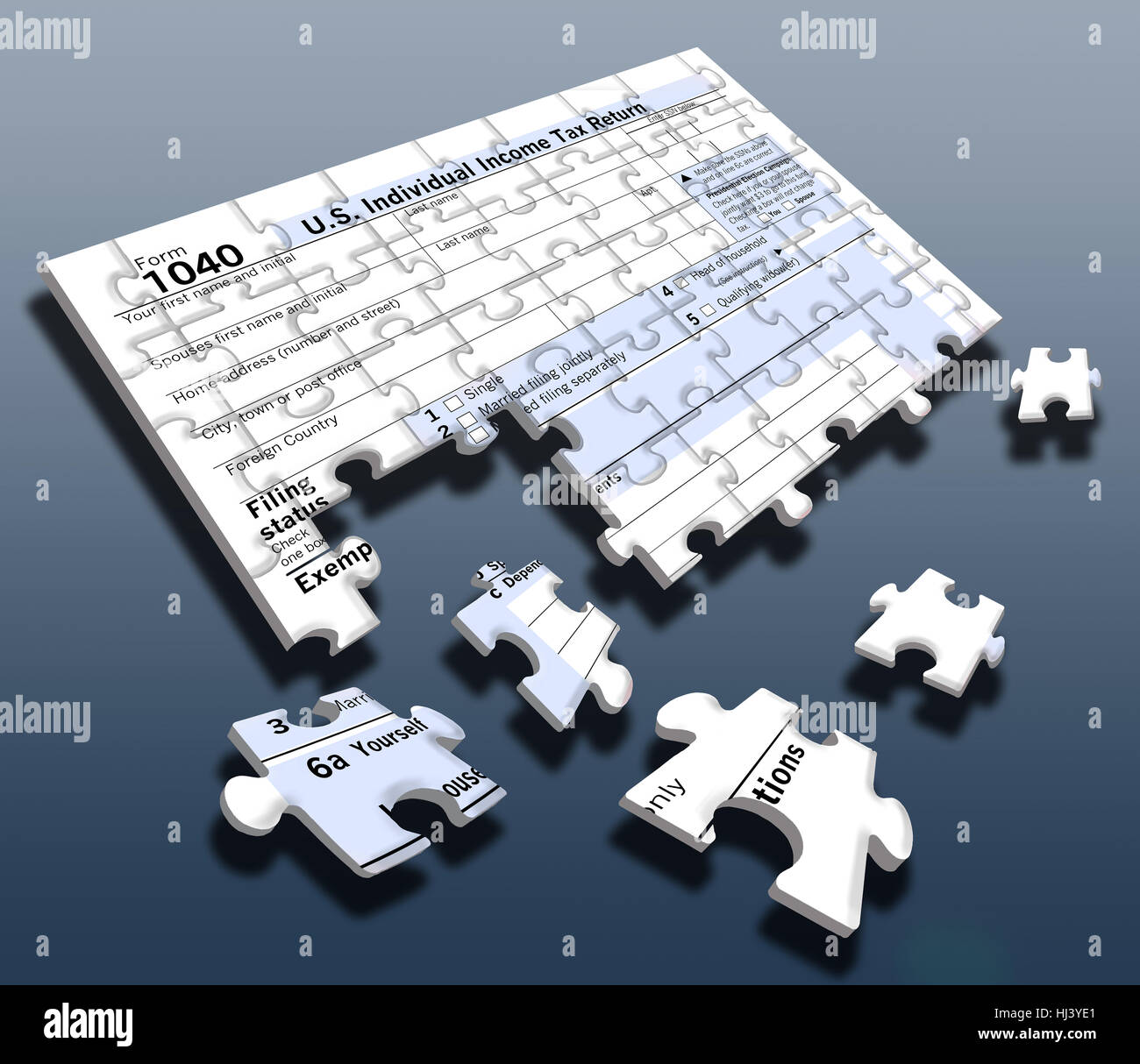 Federal individual income tax return 1040 has been turned into a puzzle ...