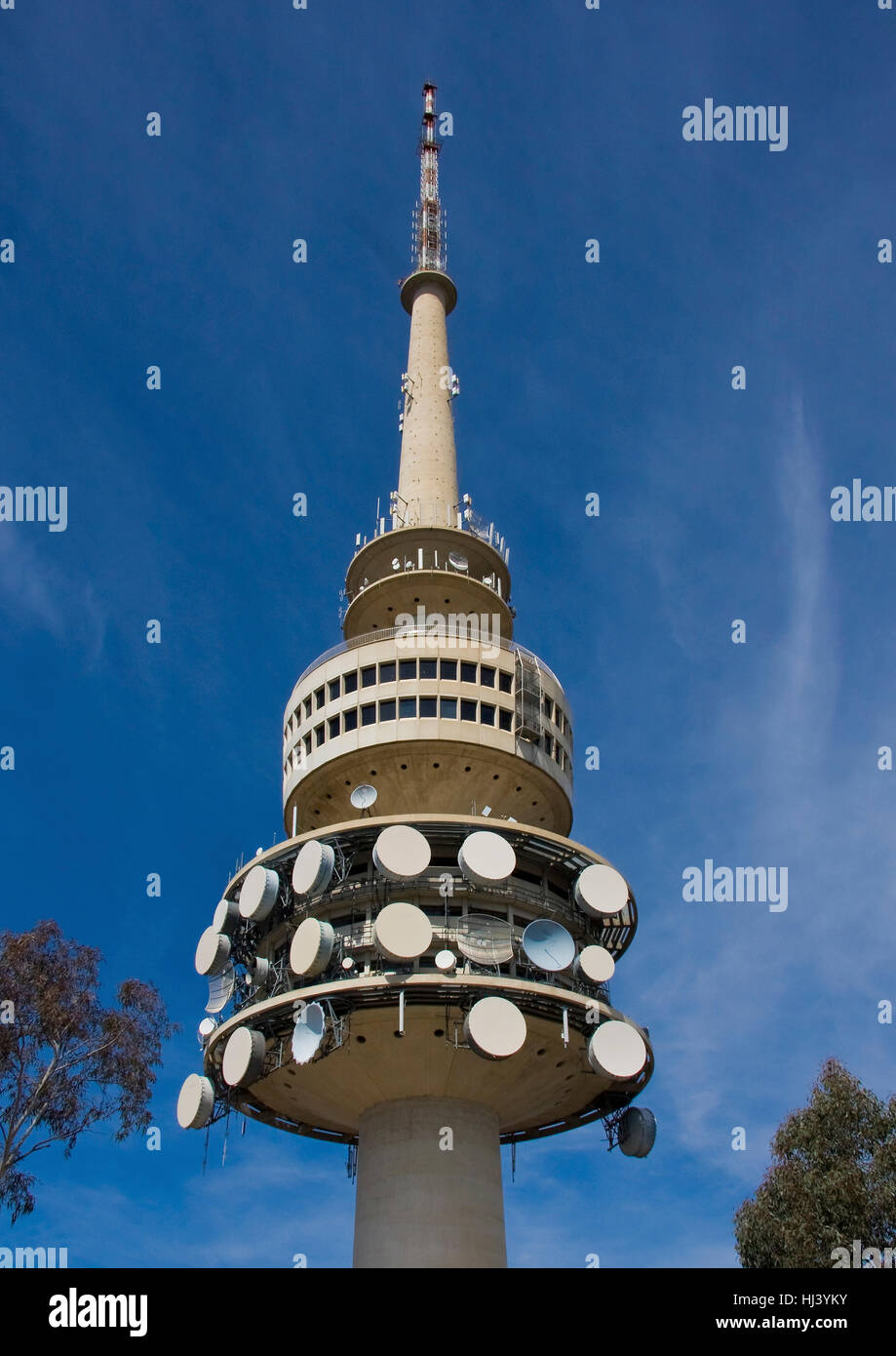 Black Mountain Communications Tower with satellite dishes and ...