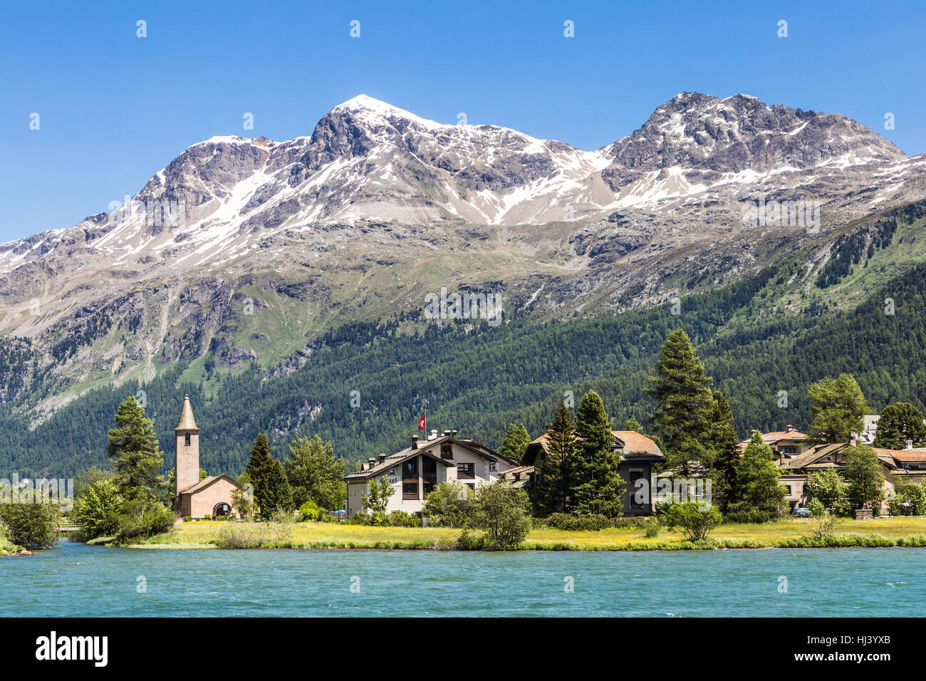 St moritz village church hi-res stock photography and images - Alamy