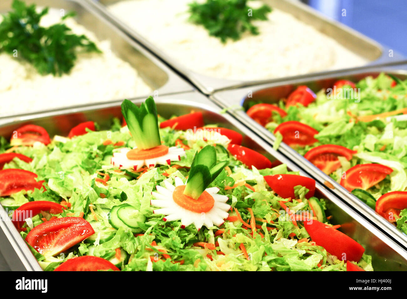 salad bar with vegetables in the restaurant, healthy food Stock Photo ...