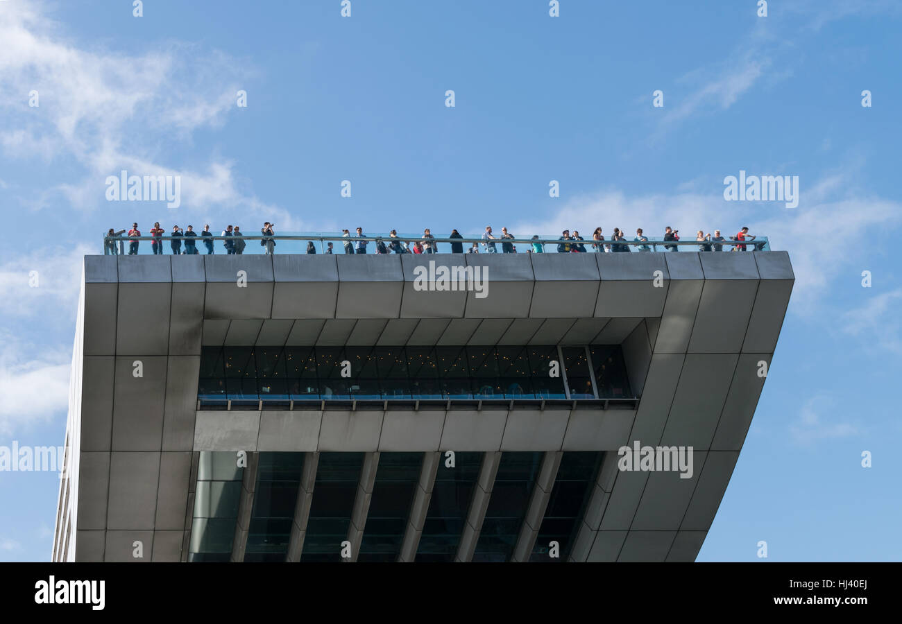 Tourists viewing Hong Kong from the viewing platform on top of Peak ...