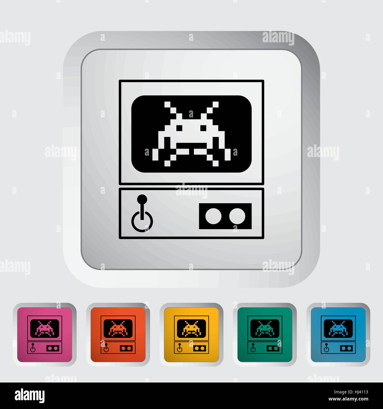 Retro Arcade Machine. Single flat icon on the button. Vector ...