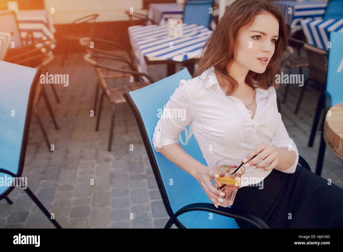 business woman enjoys gadgets Stock Photo - Alamy