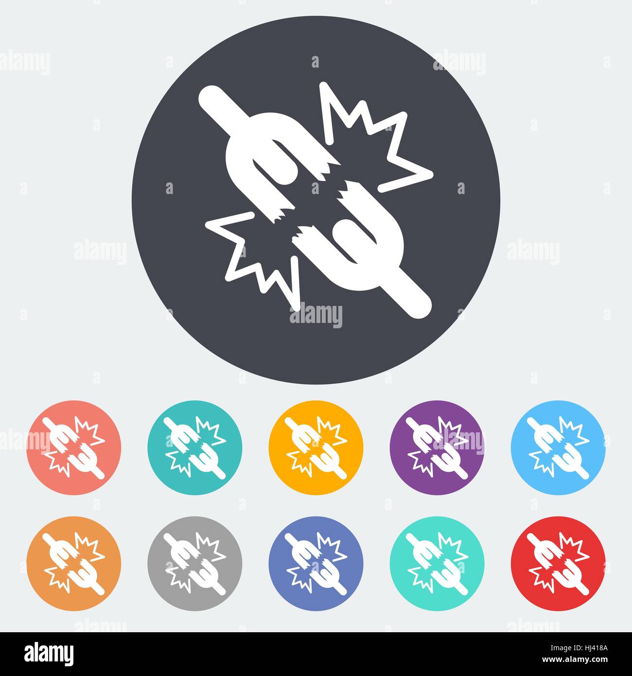 Broken connection. Single flat icon on the circle. Vector illustration ...