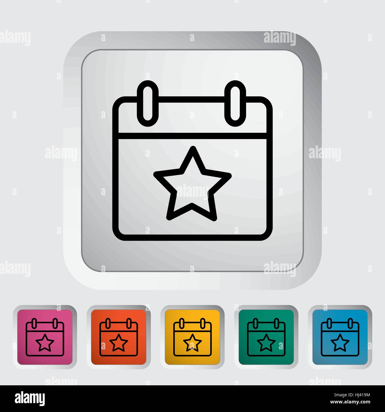 Calendar with star. Single flat icon on the button. Vector illustration ...