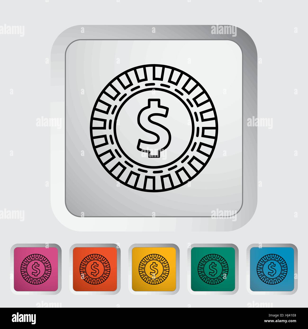 Gambling chips. Single flat icon on the button. Vector illustration ...