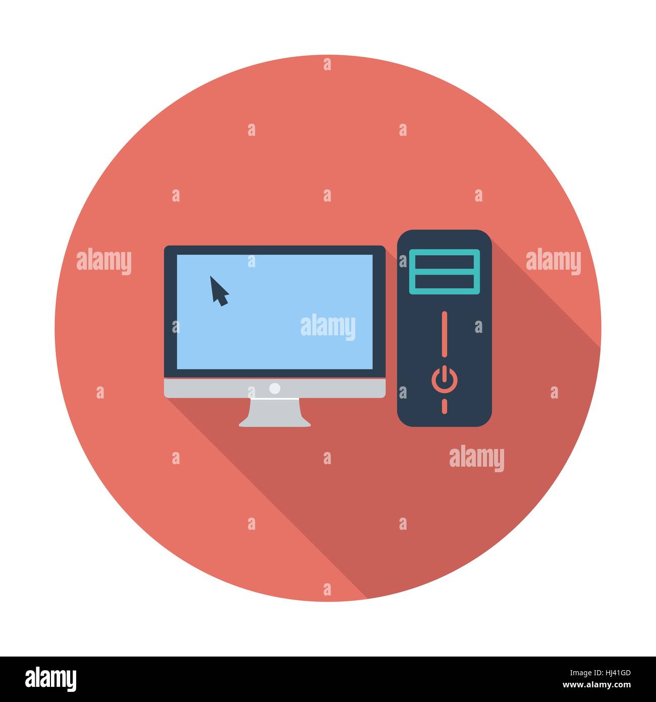 Computer flat icon, white silhouette. Vector illustration Stock Vector ...