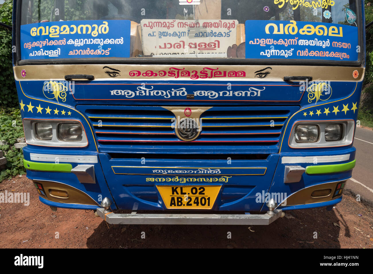 Colourful Indian Bus, Kerala Stock Photo - Alamy