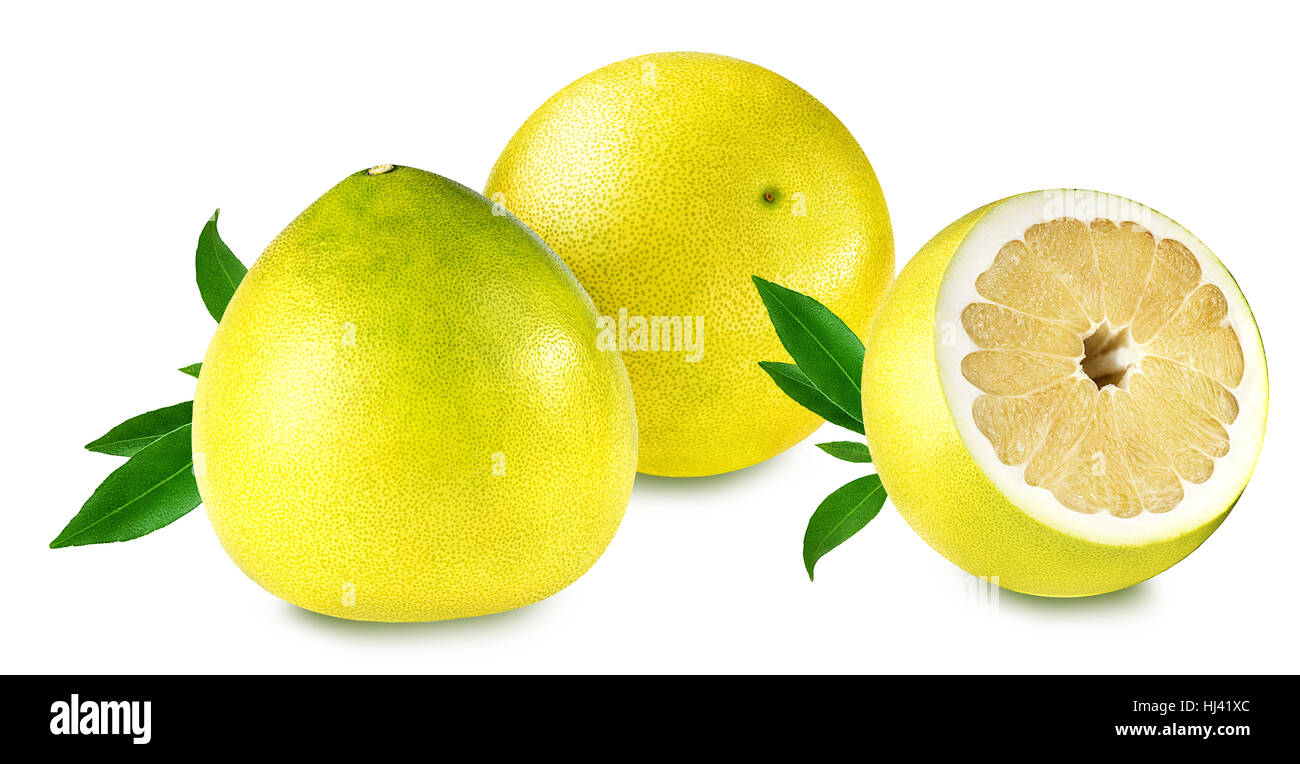 Pamela tropical fruit on a white background Stock Photo - Alamy