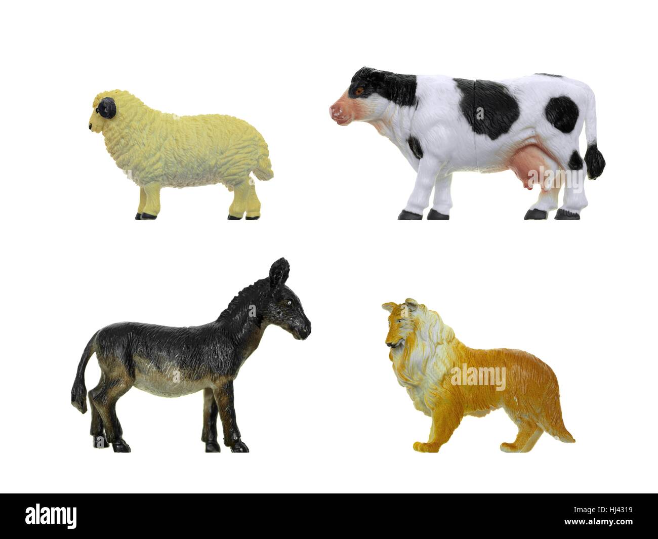 Farm animals isolated against a white background Stock Photo - Alamy