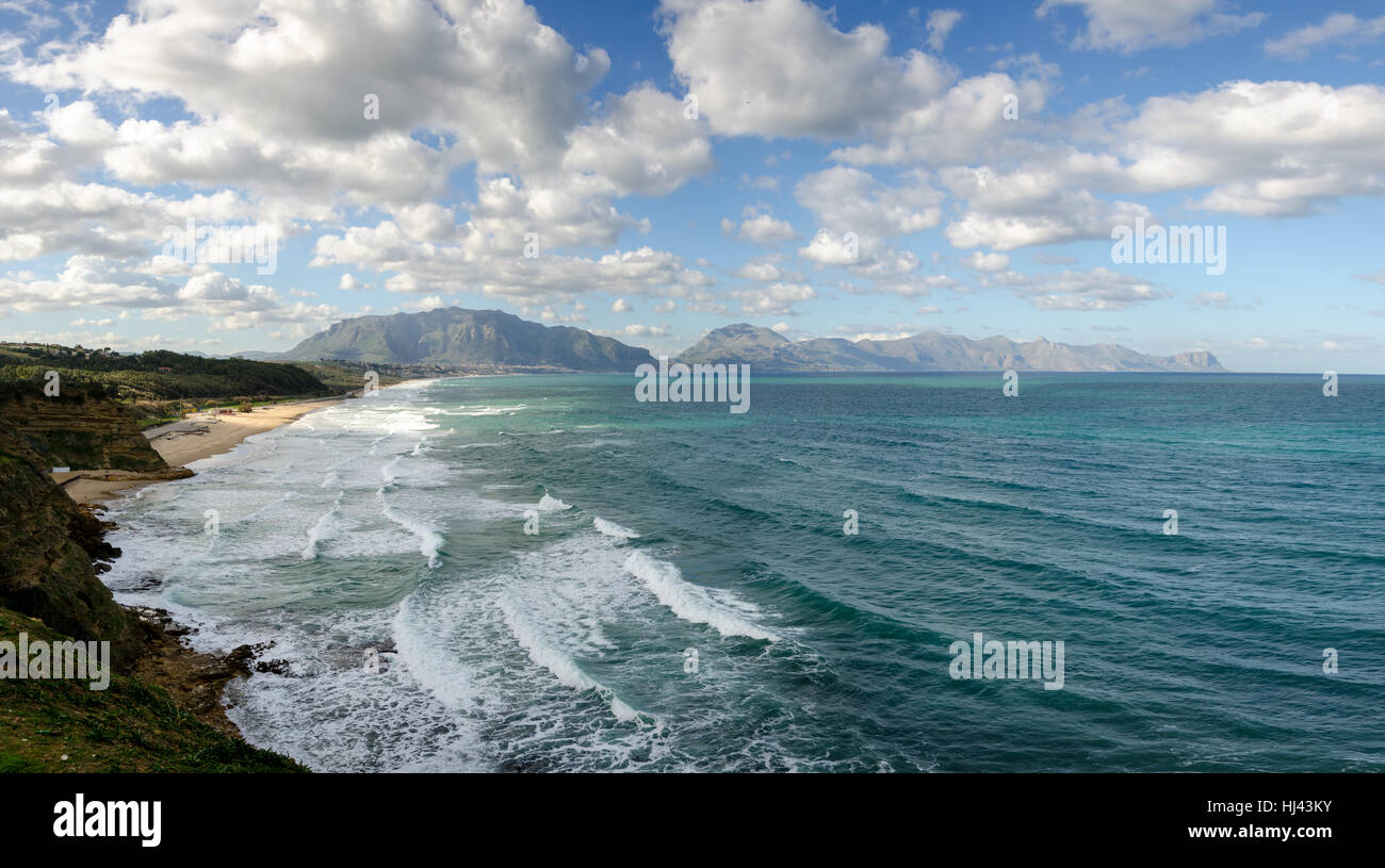 waves, landscape, scenery, countryside, nature, clouds, salt water, sea ...