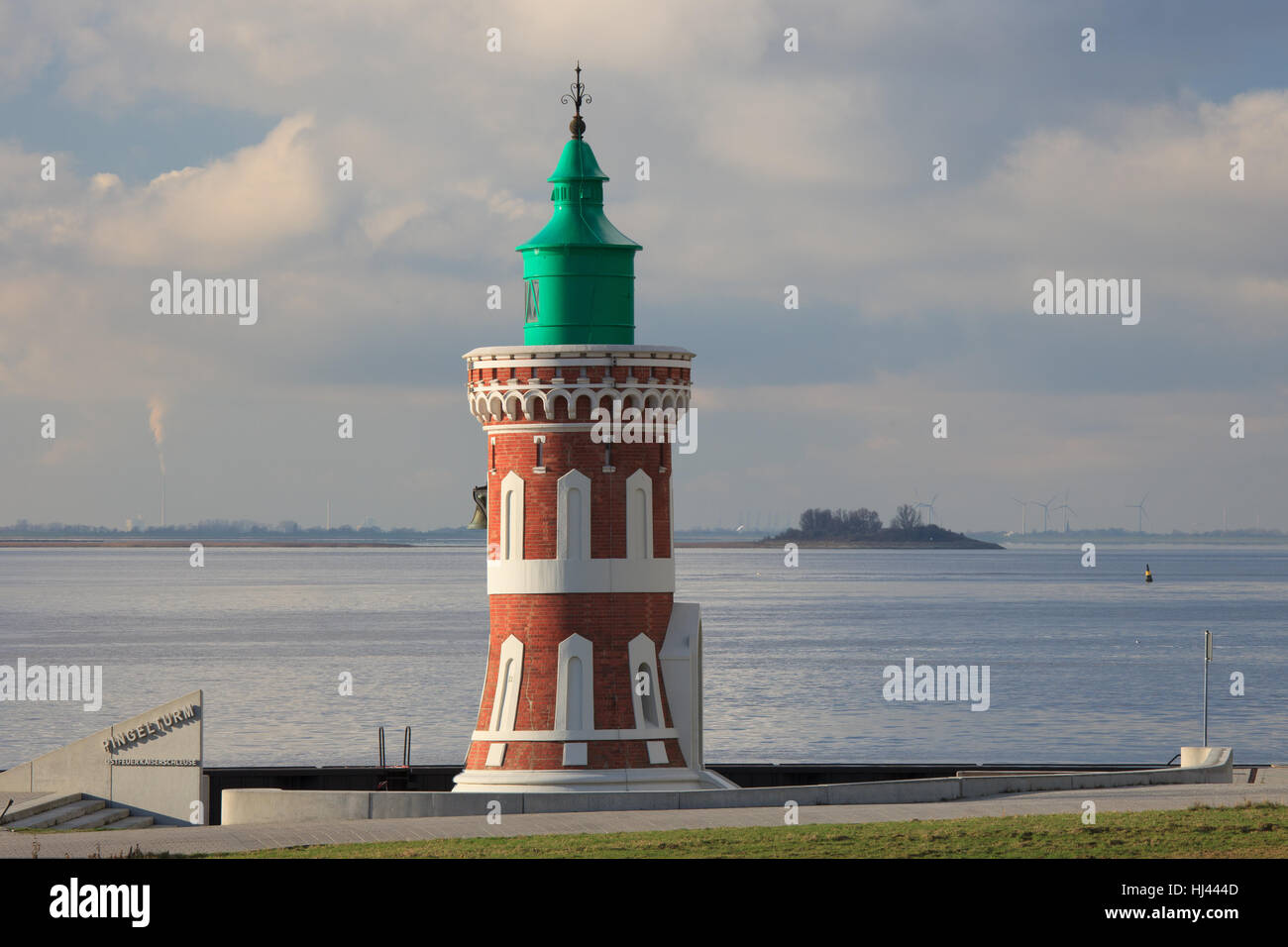 green, coast, Northern Germany, dike, bremen, weser, beacon, bank ...