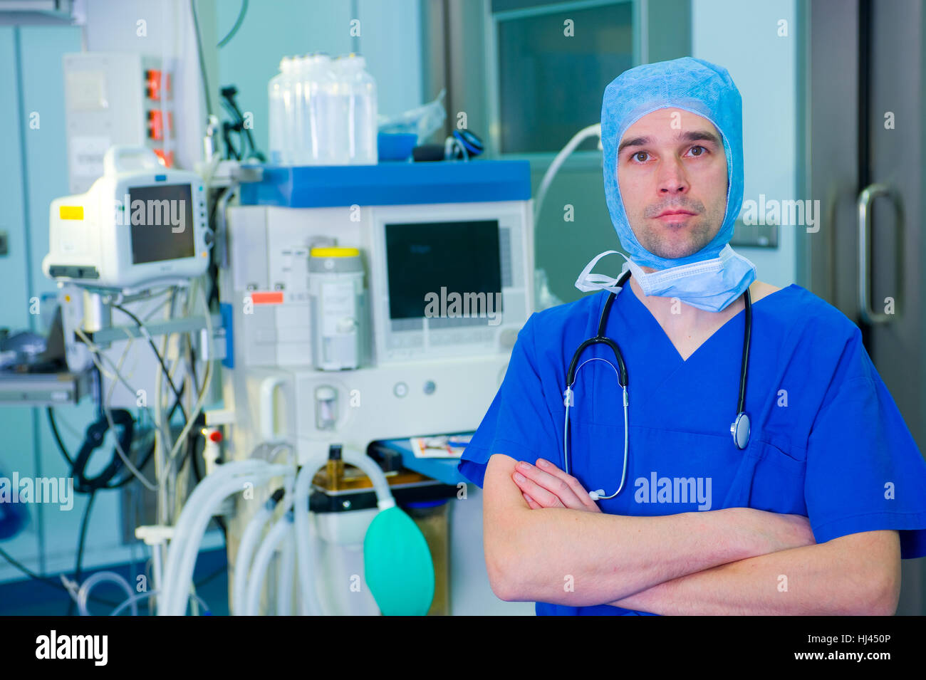 anesthesiologist in front of anesthetic machine Stock Photo - Alamy