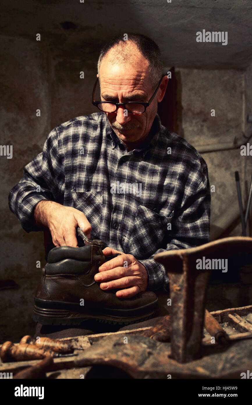tool, shoemaker, aged, old, man, senior, senior citizen, elderly person ...