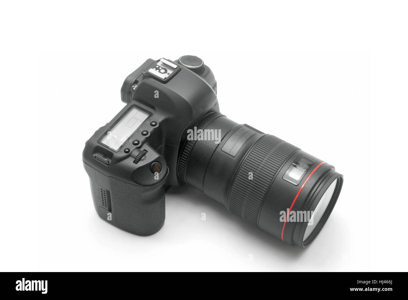 Professional DSLR Digital Camera with Big Macro Lens on White ...