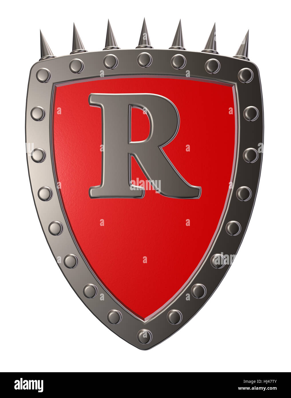 iron shield with letter r Stock Photo - Alamy