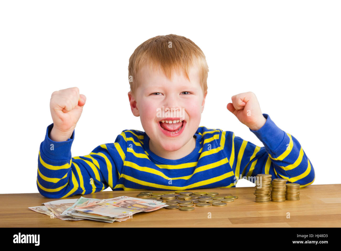 jubilant boy with money Stock Photo - Alamy