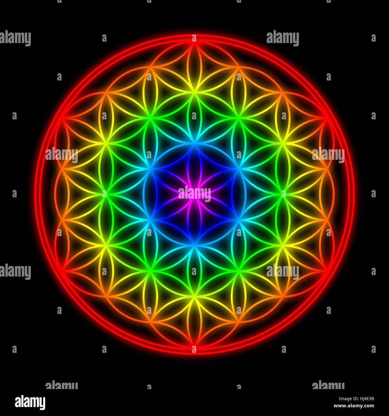 Rainbow flower of life sacred geometry hi-res stock photography and ...