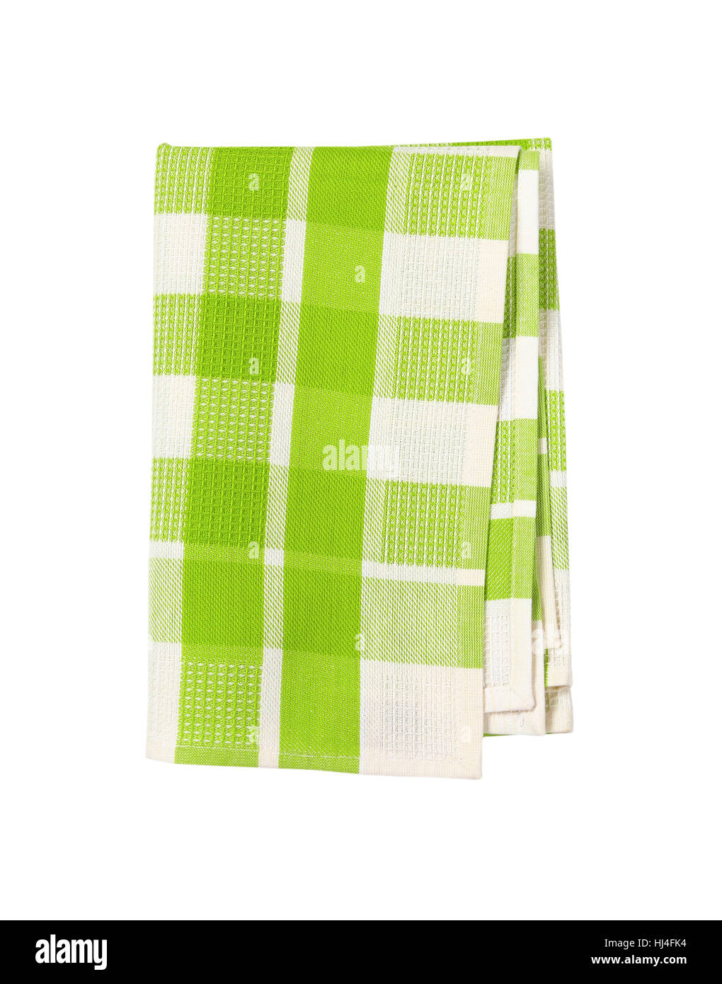 green and white checkered tea towel on white background Stock Photo - Alamy