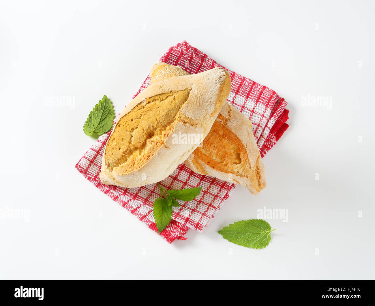 fresh diamond shaped ciabatta bread on white background Stock Photo - Alamy