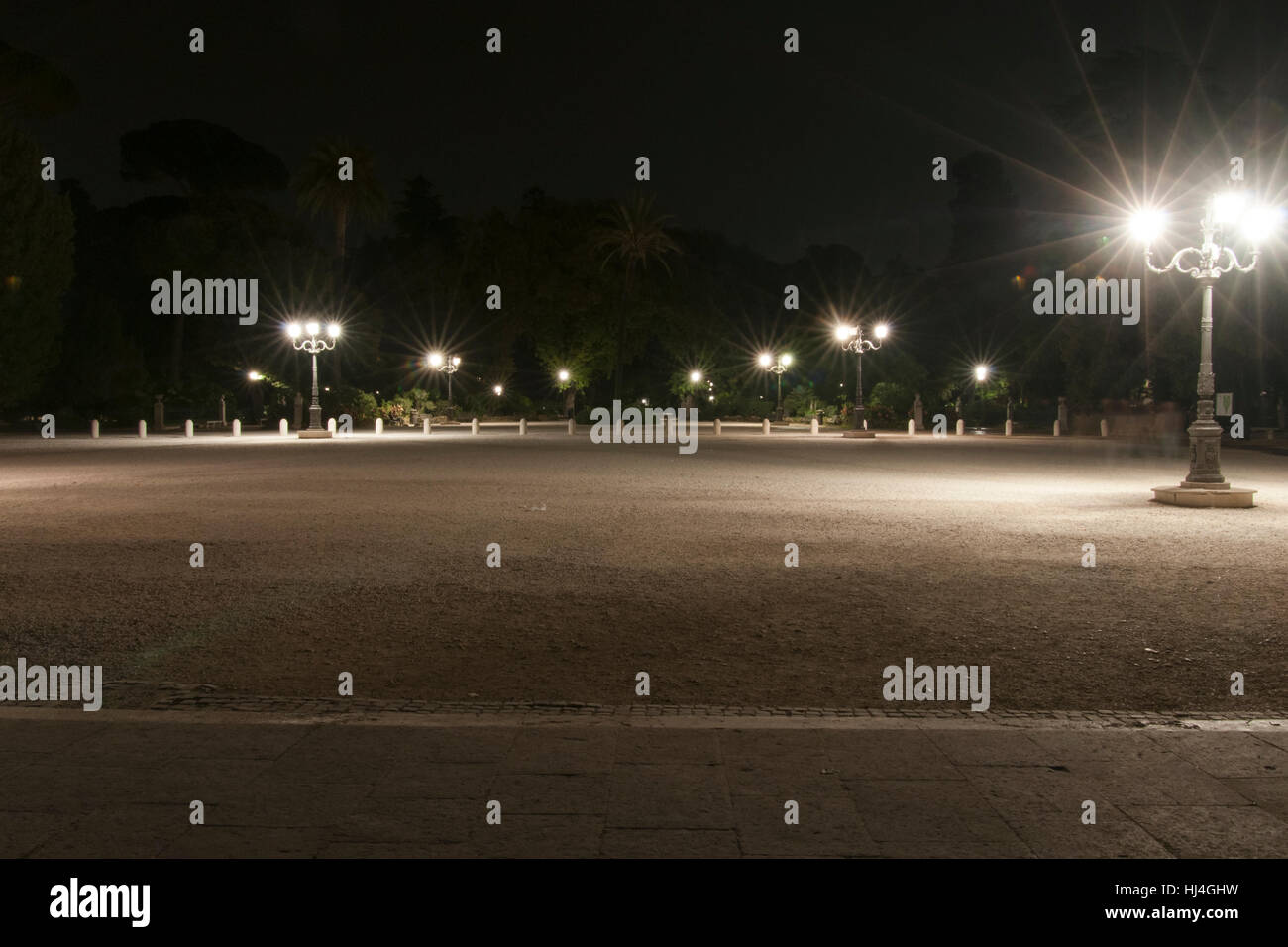 View of the square desert Pincio in Rome at night Stock Photo - Alamy