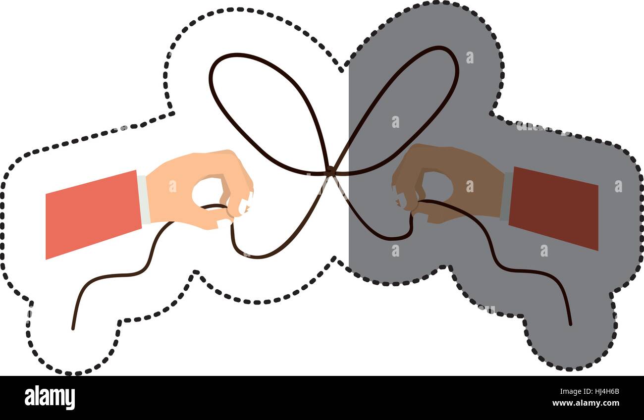 Hand and bowtie rope icon. Cord string cable and knot theme. Isolated ...