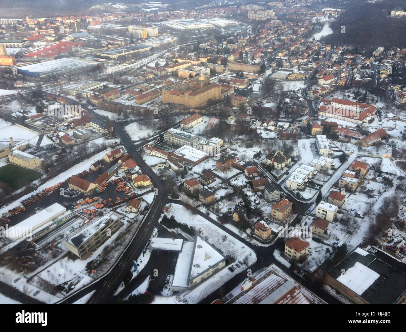 Ruzyne Remand Prison in Prague, Czech Republic. Aerial view pictured ...