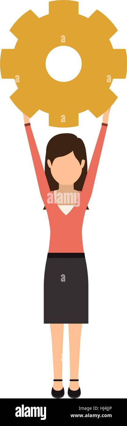 Gear and businesswoman icon. Teamwork people corporate and workforce ...