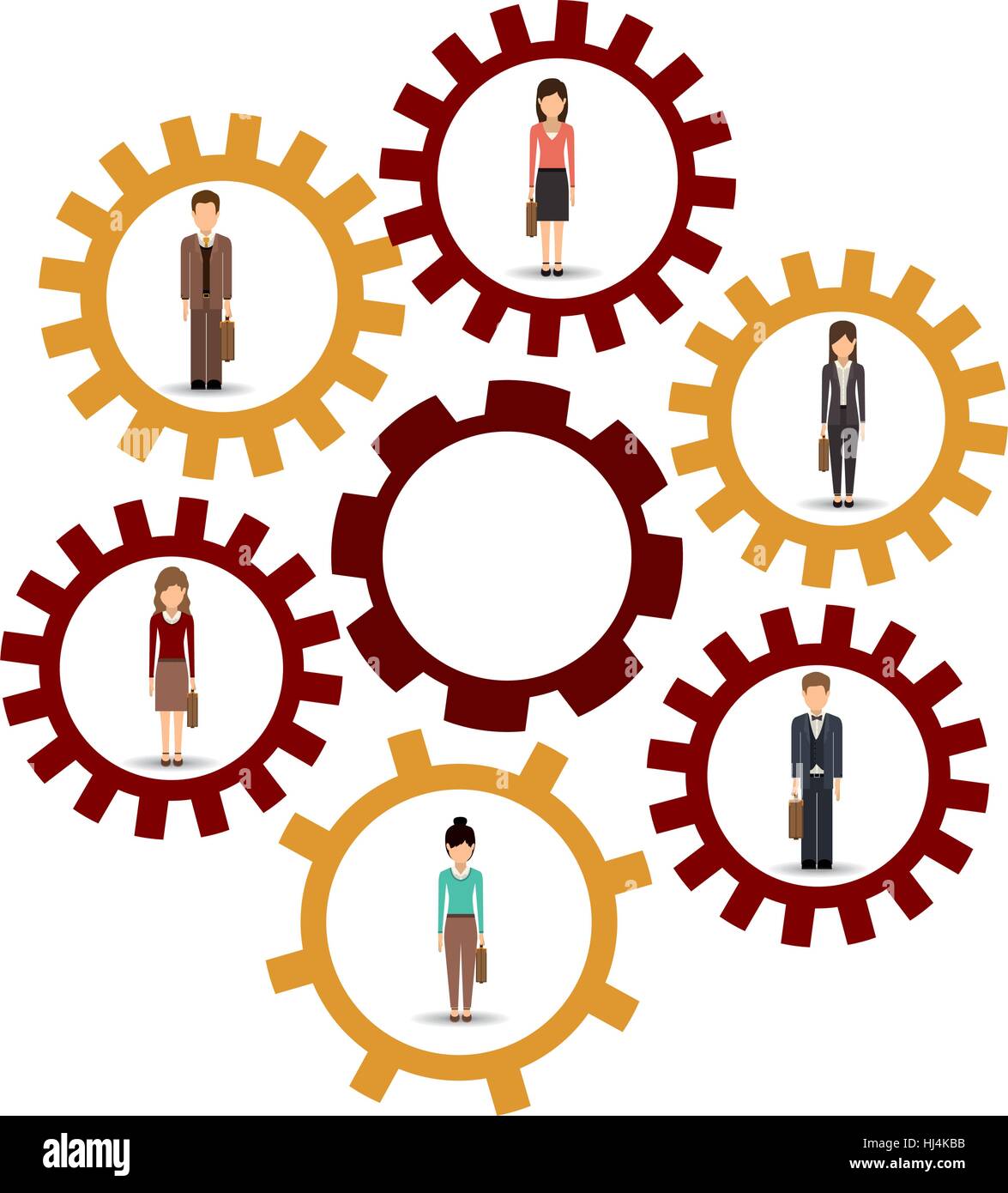 Gear and businesspeople icon. Teamwork people corporate and workforce ...