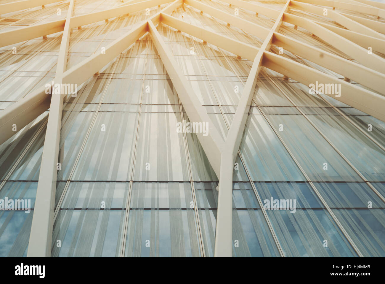 Glass and metal facade of modern contemporary office building with ...